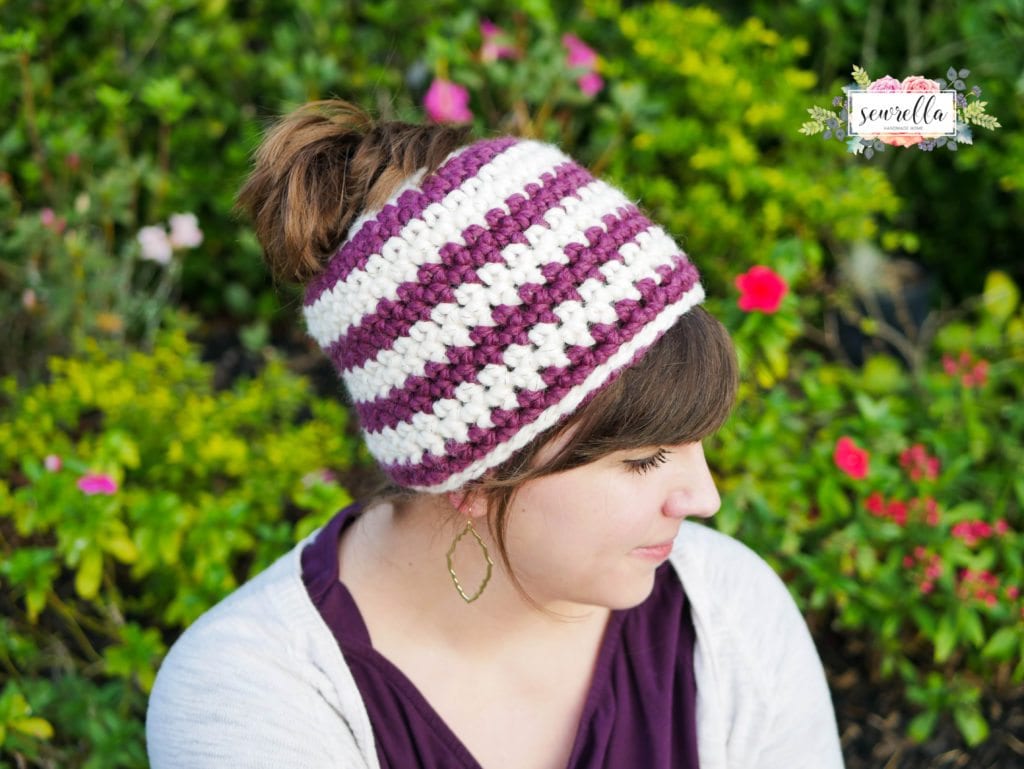 Crochet 1 hour Messy Bun Beanie • Sewrella