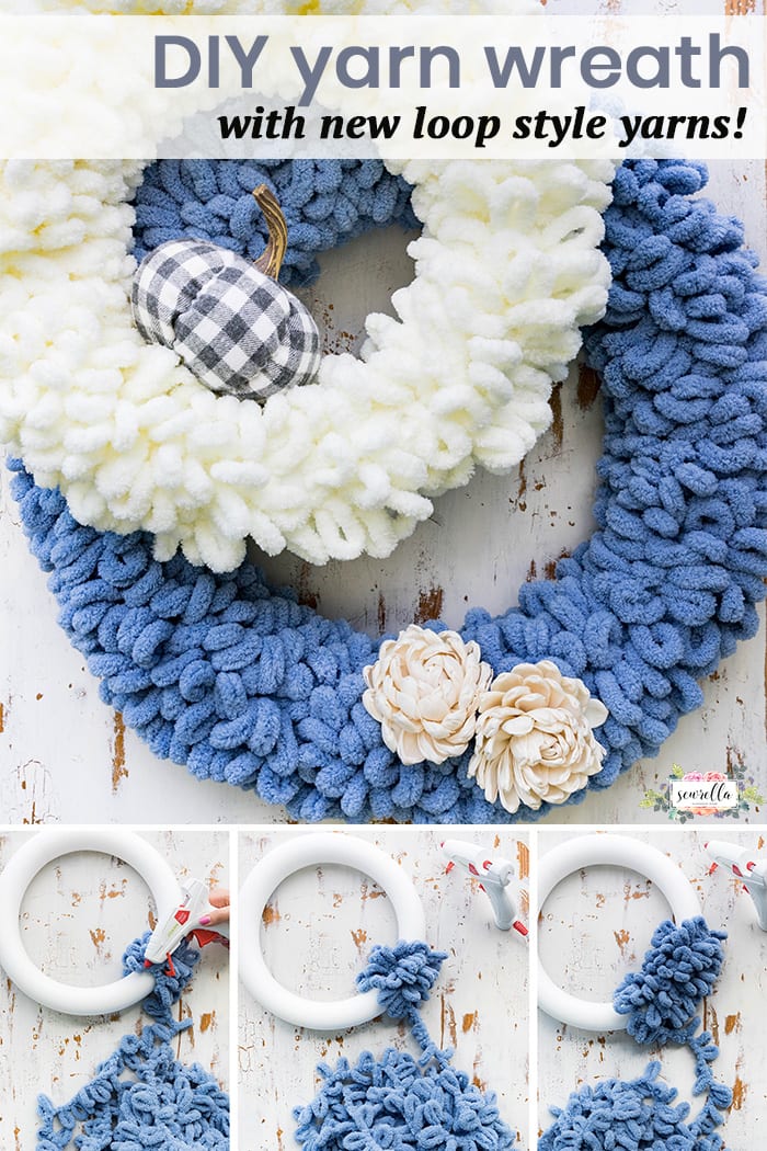 DIY Yarn Loop Wreath with Bernat Blanket EZ • Sewrella