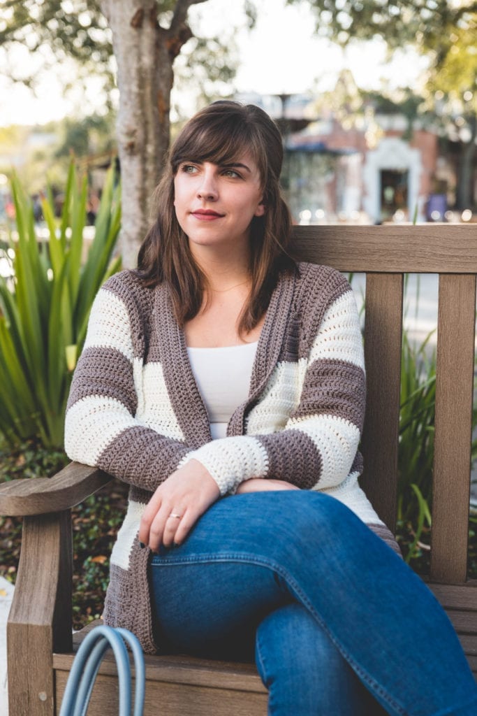 Crochet Slouchy Stripe Cardigan • Sewrella