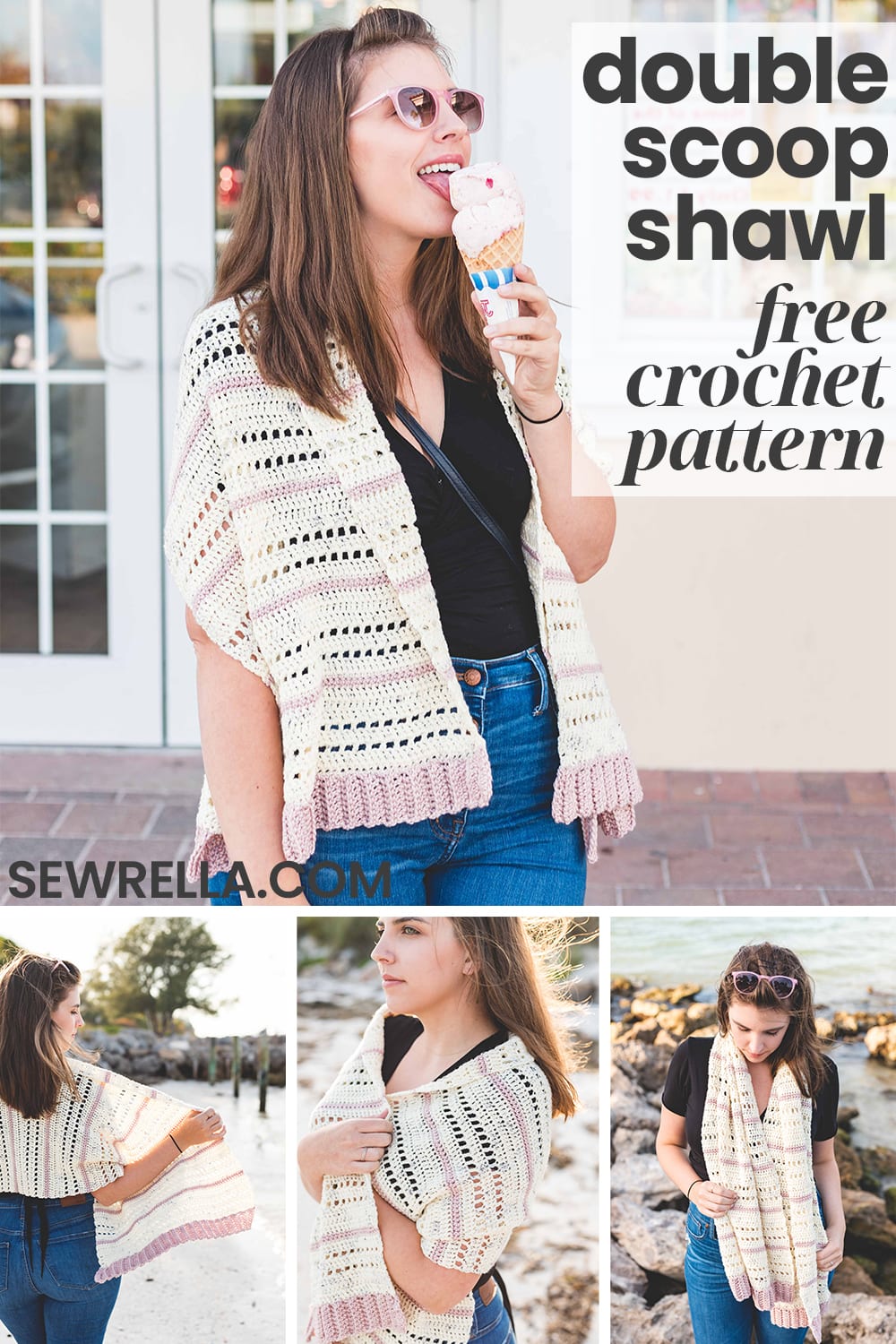 Crochet Double Scoop Shawl • Sewrella