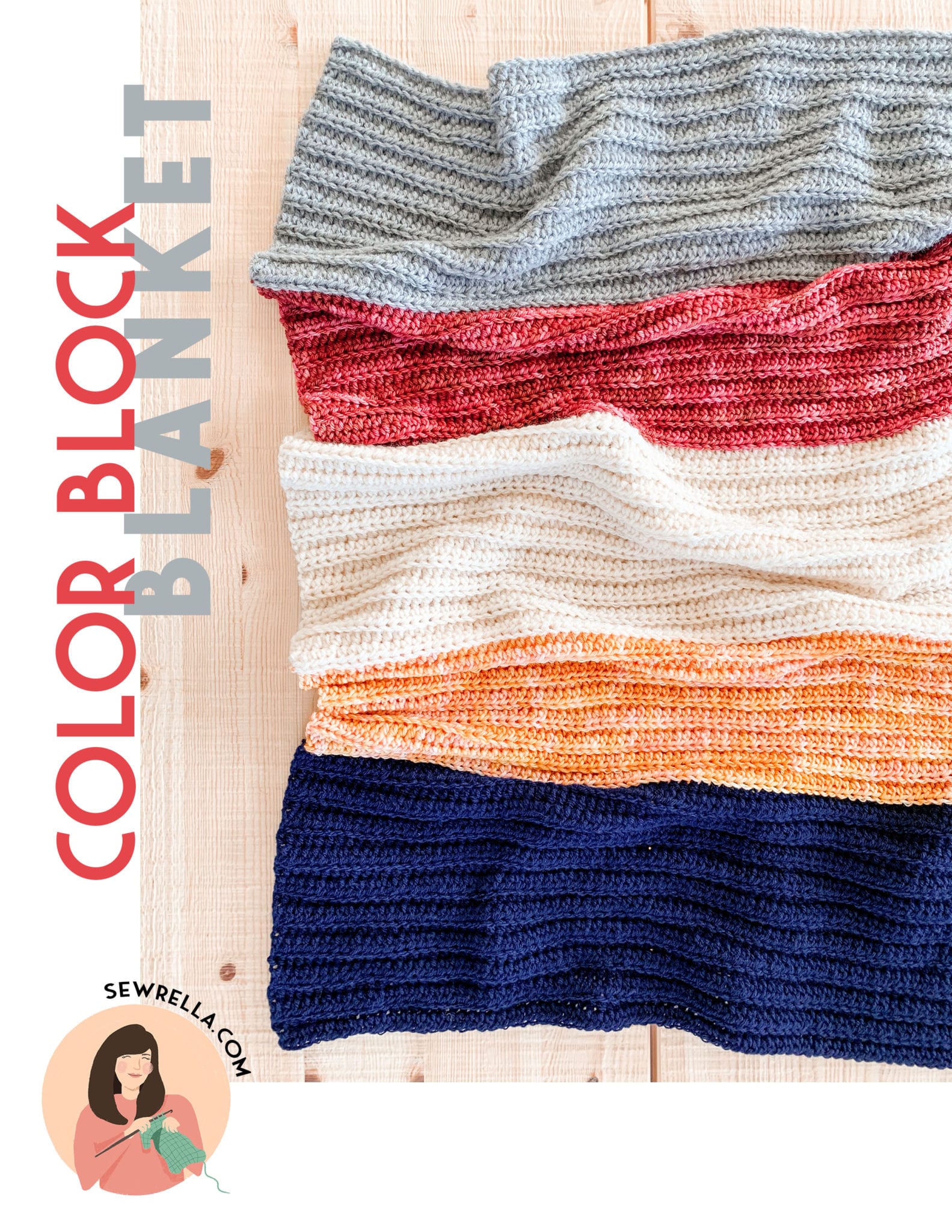 Crochet Color Block Blanket - in 12 sizes! - free pattern
